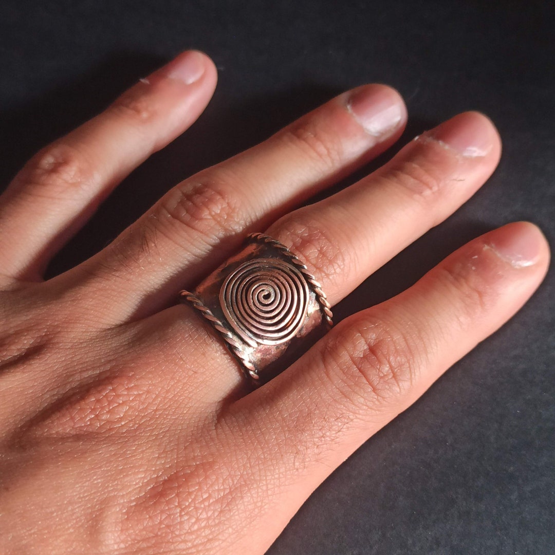 Copper Spiral Ring, Adjustable Copper Ring, Hammered Copper Ring, Ring ...