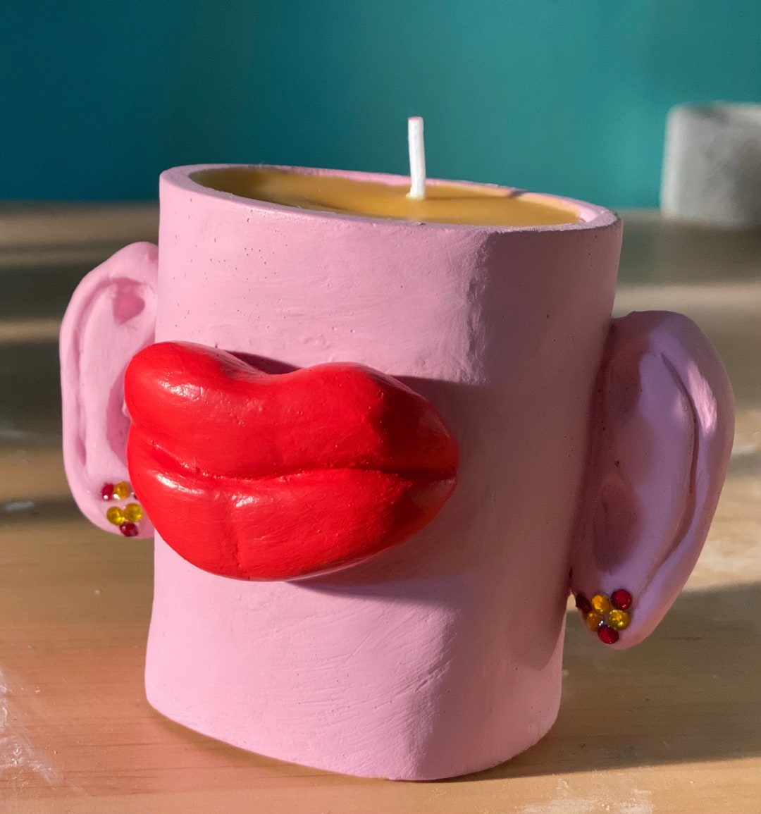 Handmade Ceramic Candle | Ceramic Face Candle | Half Face Candle | Lip ...