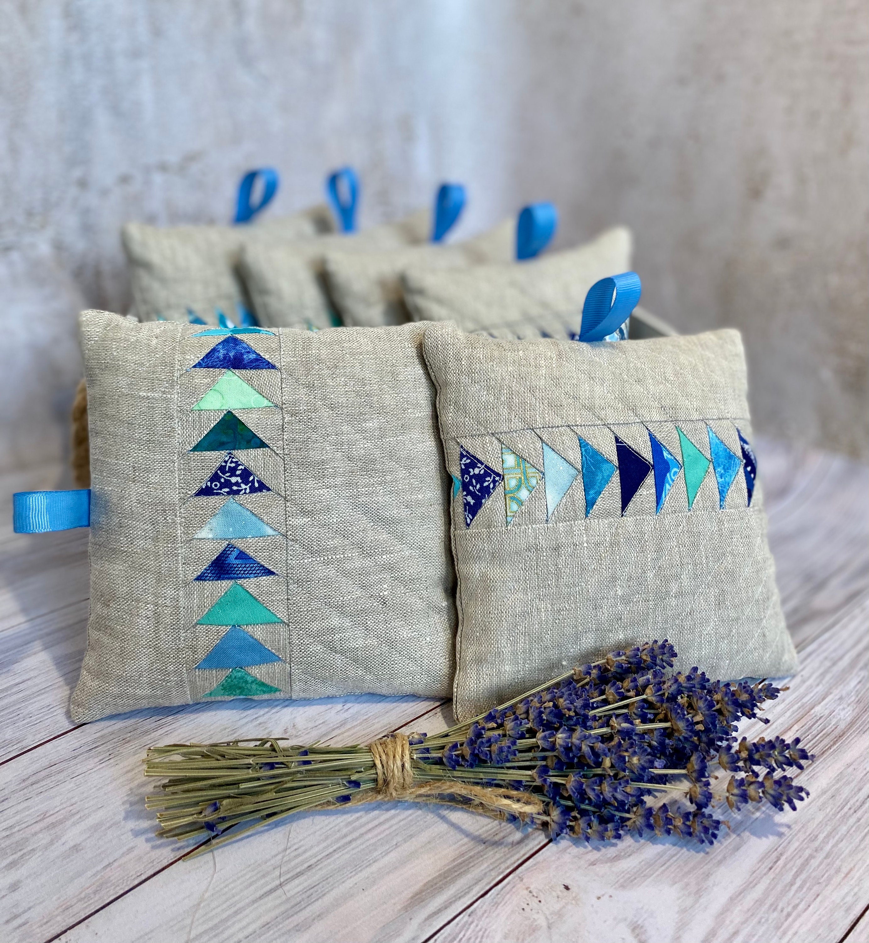 Linen Lavender Sachet Tiered Try Lavender Stress Relief Pillow Teal and ...