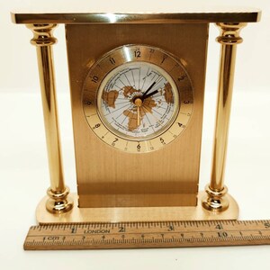 Vintage Brass Table Clock World Clock With Alarm 1980s Heavy Quality ...