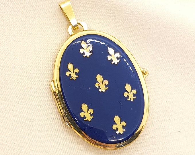 Vintage Photo Locket 1950 Enamel 1950s Fleur of Lys - Etsy
