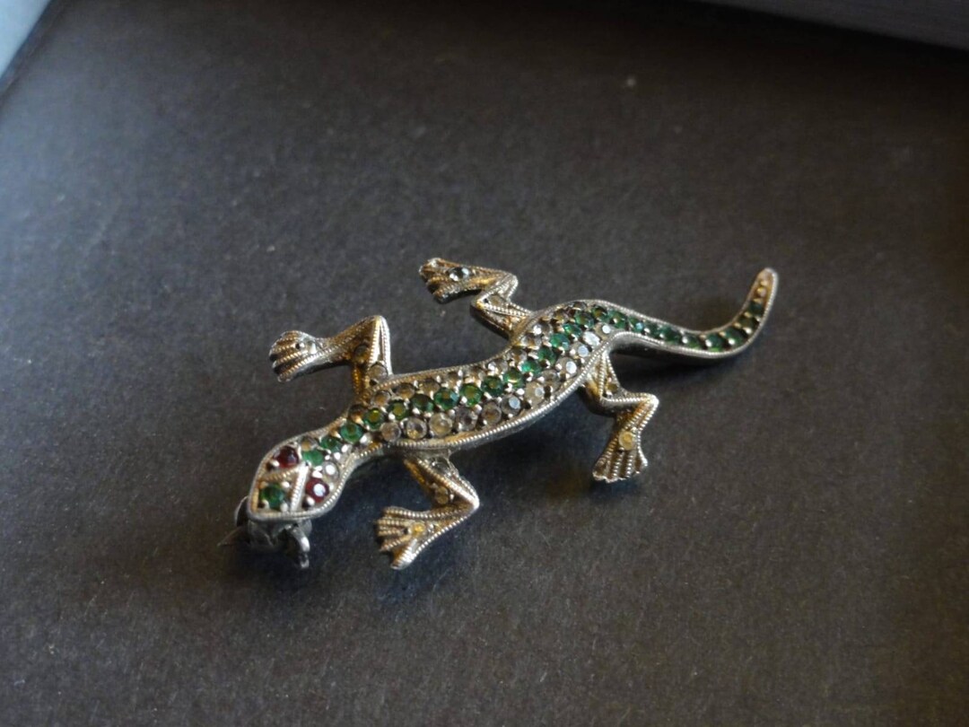 Art Deco Salamander Silver Brooch 1930 Silver Brooch - Etsy