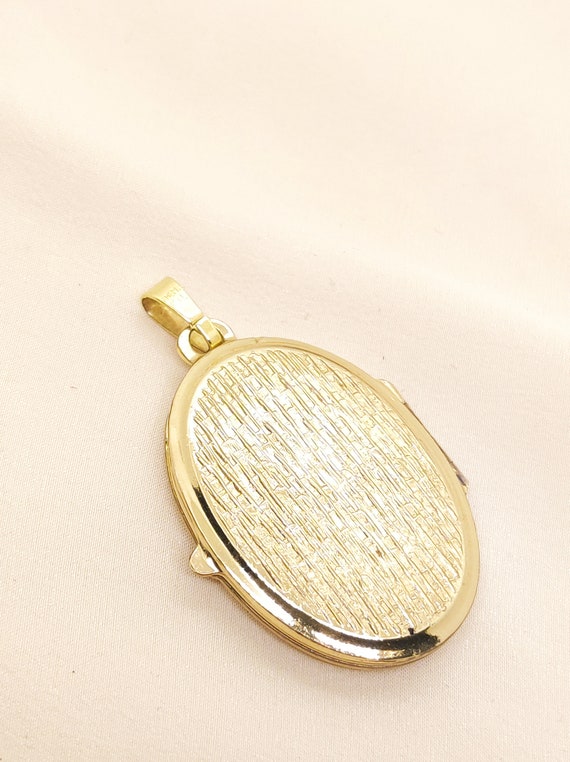 Vintage Photo Locket 1950 Enamel 1950s Fleur of Lys - Gem