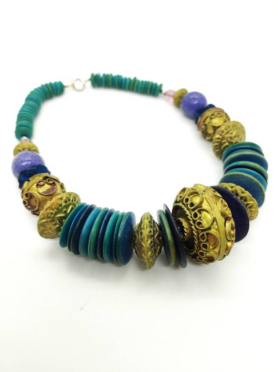 Vintage filigree hand-forged leg bone necklace 1980s … - Gem