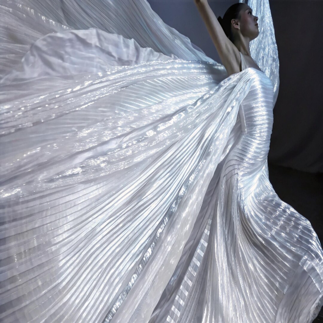 Iridescent Crinkle Satin | Luminescent Pleated Fabric for Couture ...