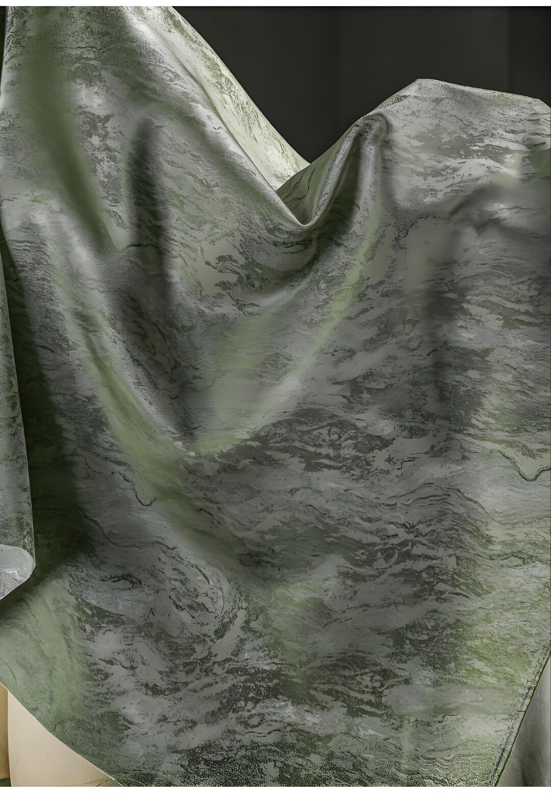 Cyber Glitch Jacquard Fabric - Emerald Metallic Crackle Gradient ...