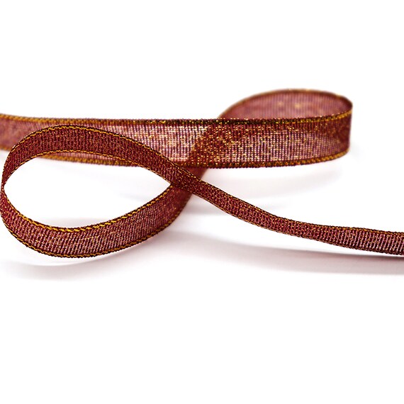 50 Yards 1 Cm Wide Reddish Brown Hard Yarn Gift Ribbon Metal | Etsy