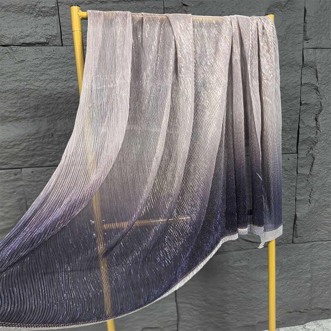 Purple Metallic Ombre Fabric, Sheer Pleated Lace and Organza - Gradient ...