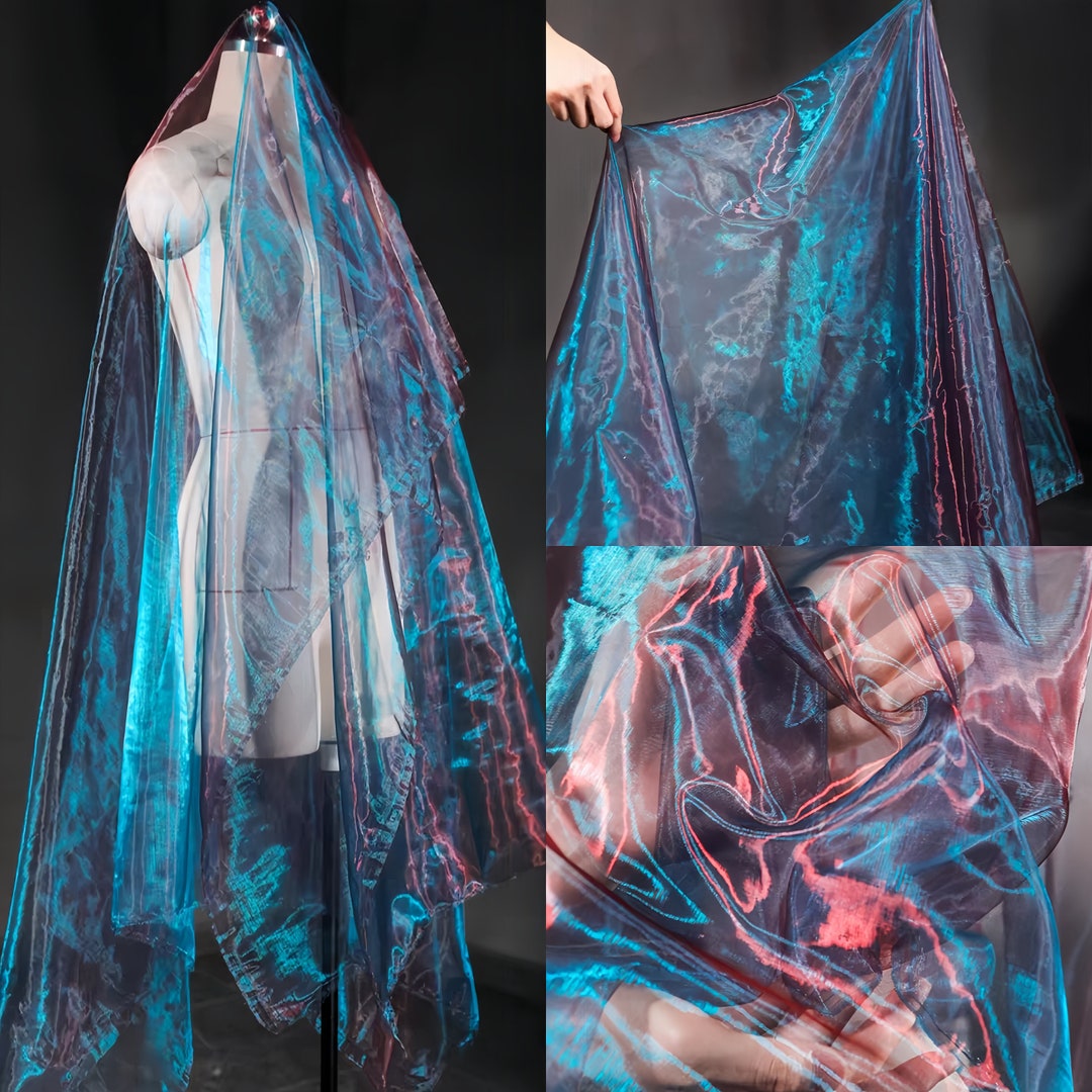 Multicolor Liquid Shine Organza Fabric for Fashion and Designer ...