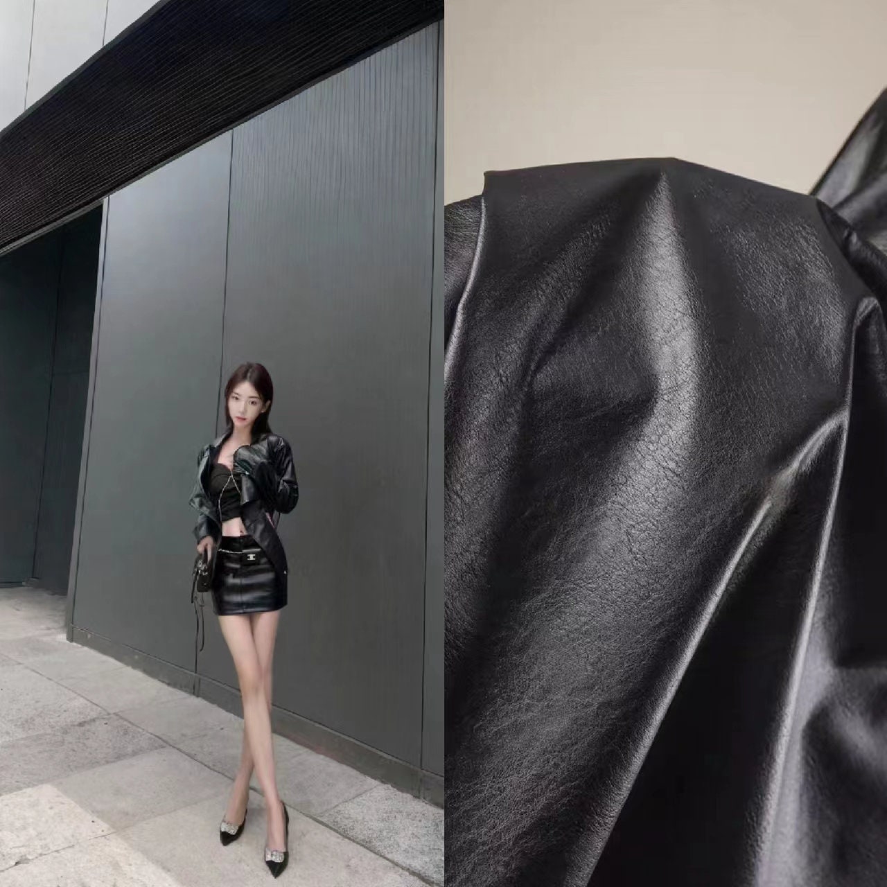 Matte Textured Faux Leather Fabric With Cowhide Grain Pattern for ...