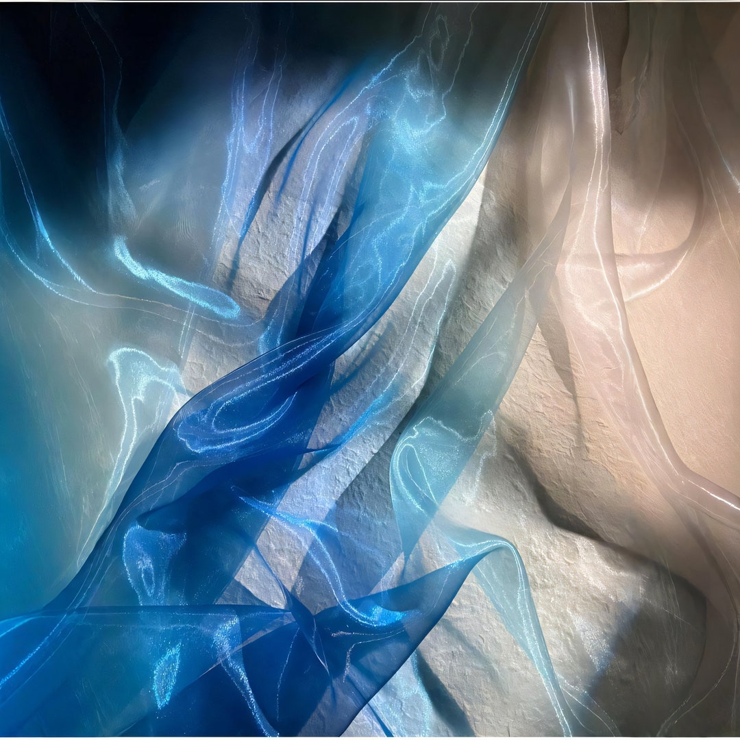 Lustrous Blue Gradient Liquid Sheen Organza for Hanfu, Dresses ...