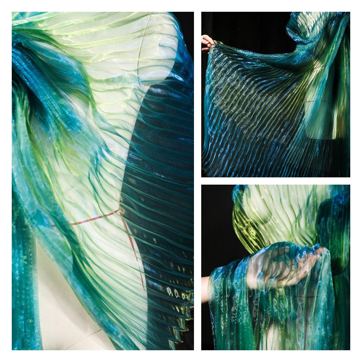 Elegant Ocean Blue Mermaid Sheen Tulle for Wedding Decor & DIY Dresses ...