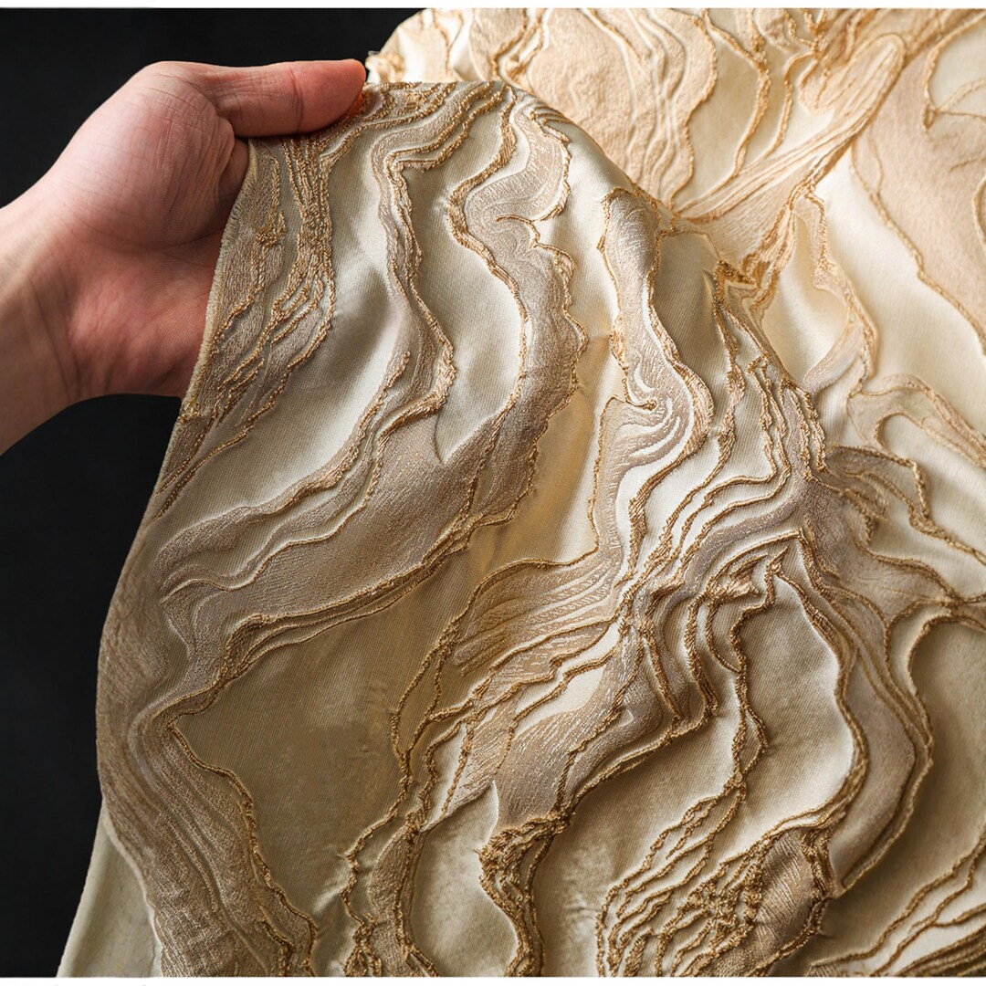 Golden Wave Jacquard Fabric 3D Irregular Wave Pattern Creative ...