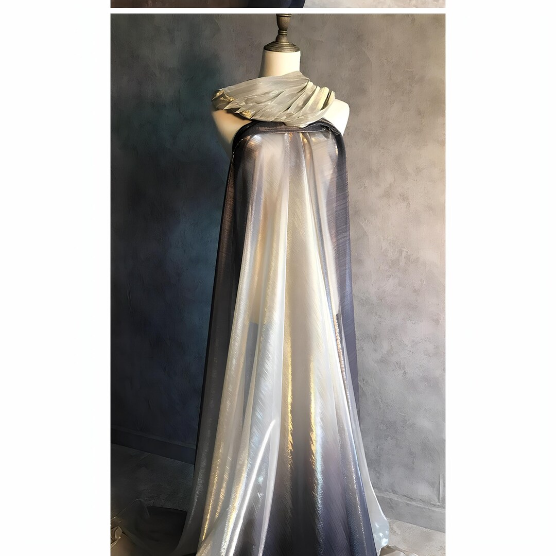 Liquid Metal Chiffon Fabric-champagne Gold Purple Holographic Lace ...