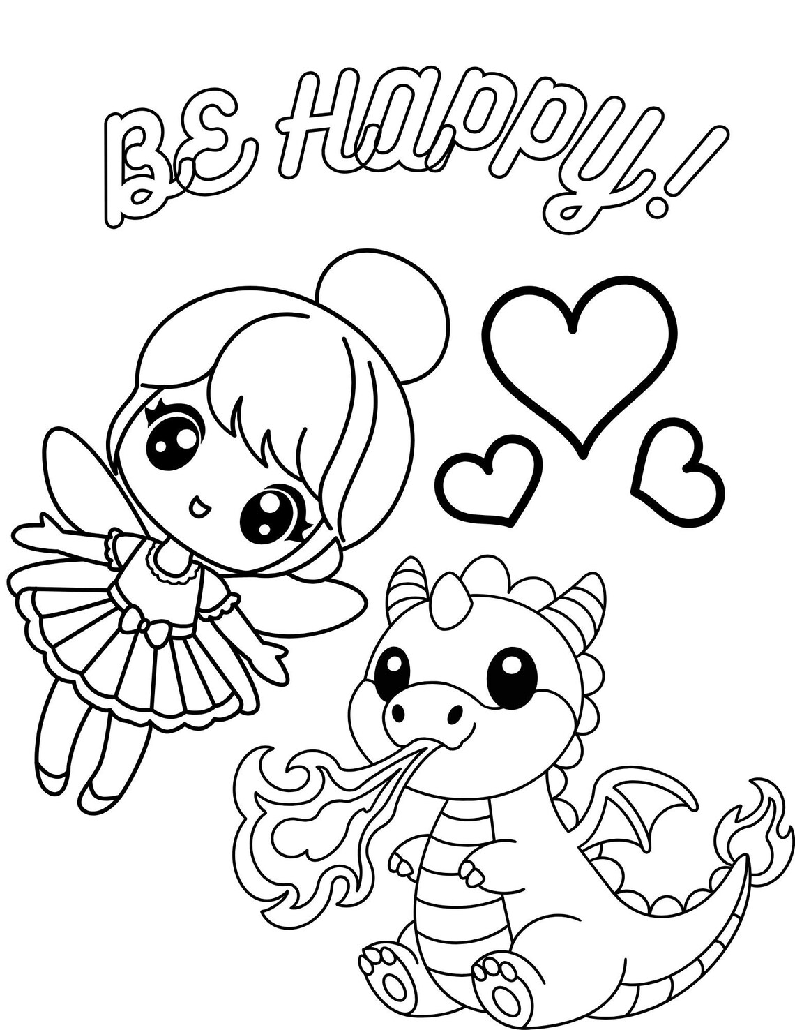 Be Happy Coloring Page for Kids - Etsy