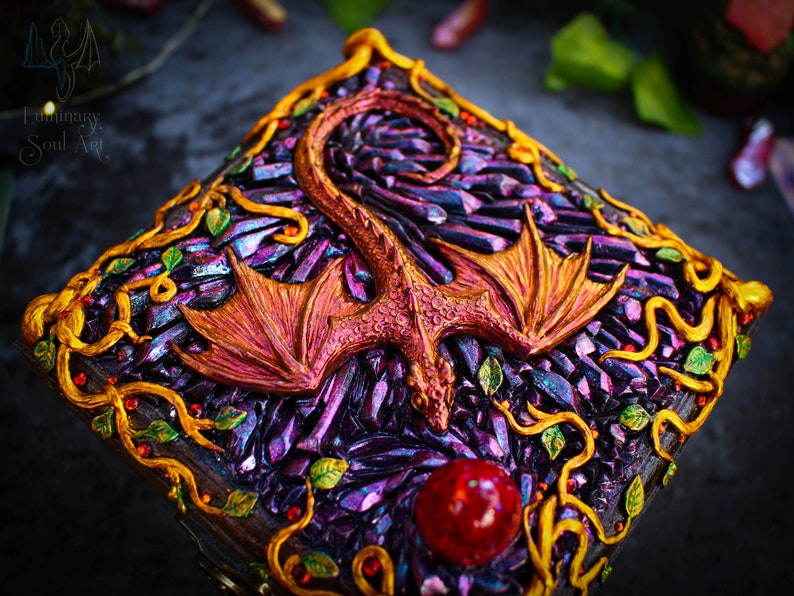 Handcrafted Wooden Dragon Treasure Chest, Enchanted Forest Jewelry Box ...