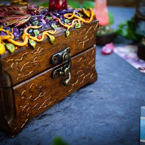 Handcrafted Wooden Dragon Treasure Chest, Enchanted Forest Jewelry Box ...