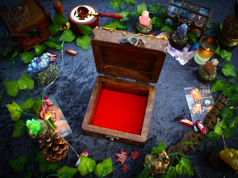 Handcrafted Wooden Dragon Treasure Chest, Enchanted Forest Jewelry Box ...