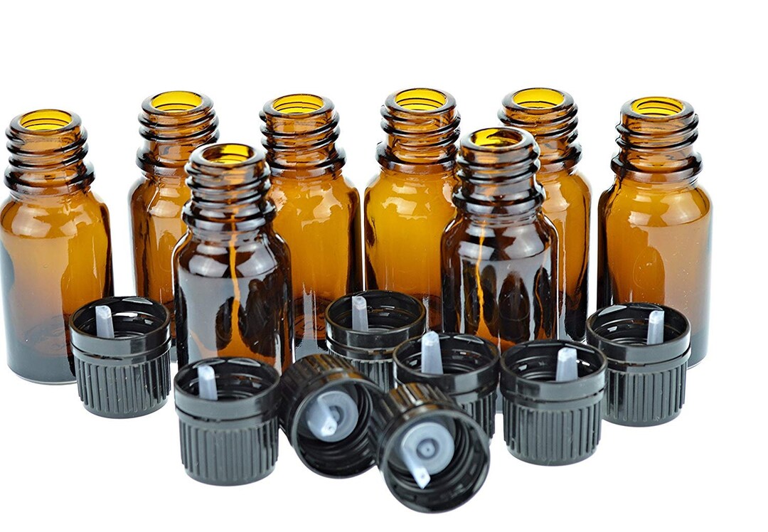 Euro Dropper Bottles Empty Glass Amber W/ Black Cap & Orifice Reducer ...