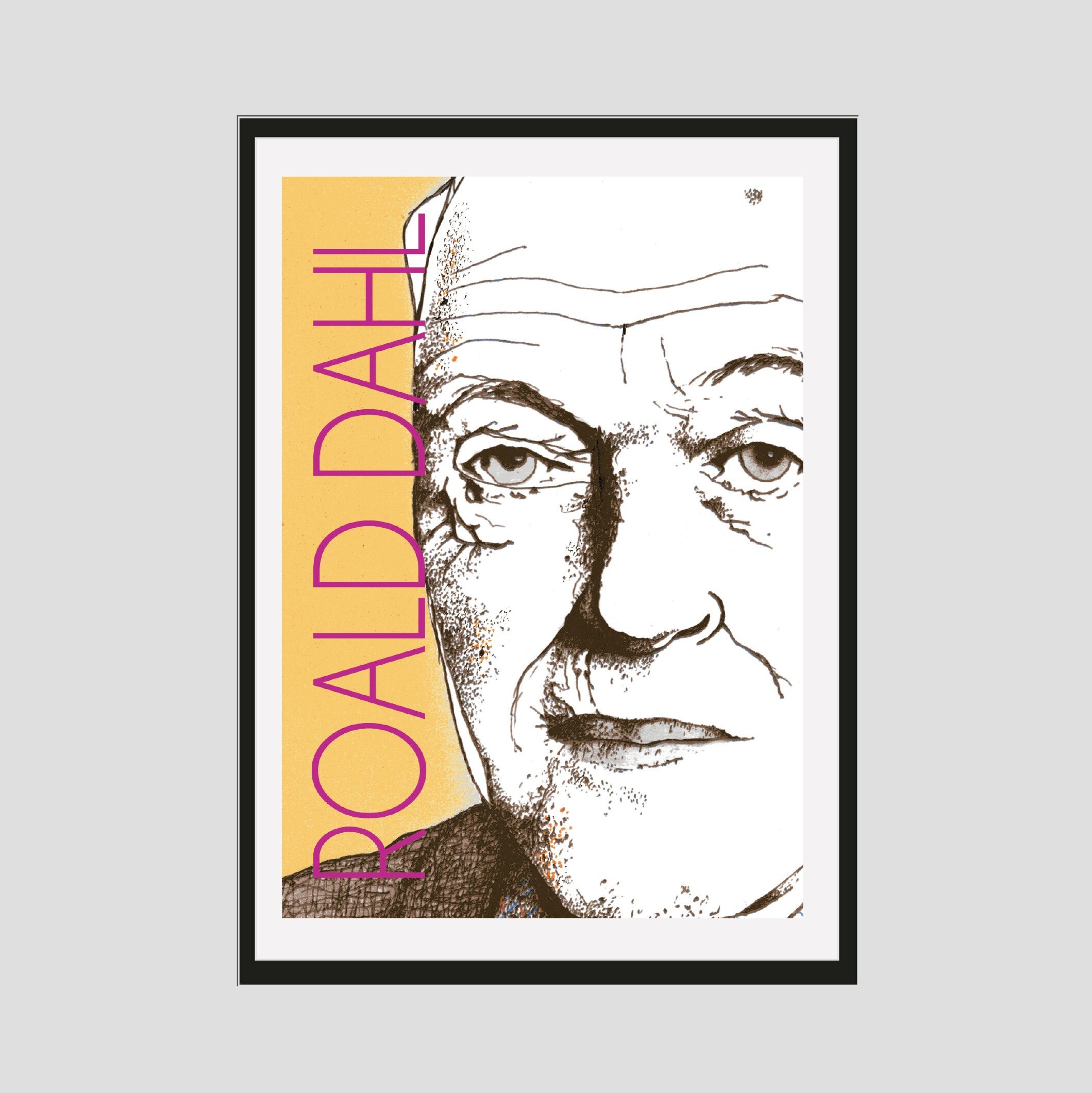 Roald Dahl Author Poster - Contemporary A2 Portrait Poster | Literary ...