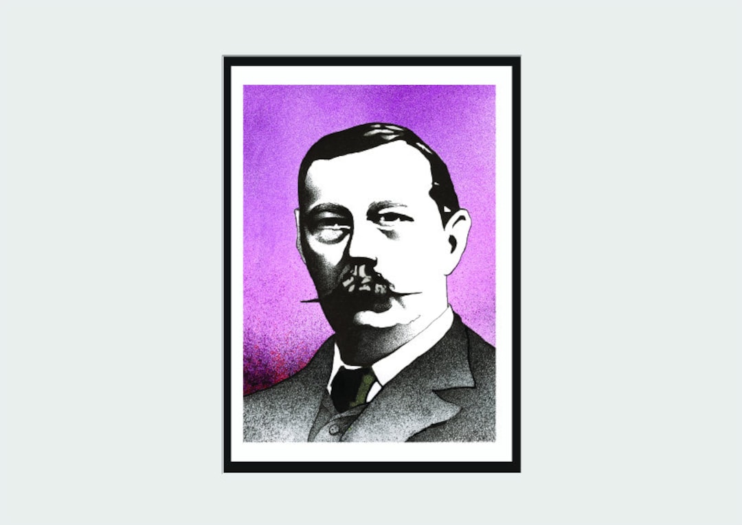 Arthur Conan Doyle Portrait Signed Print | Literary Portrait Print ...