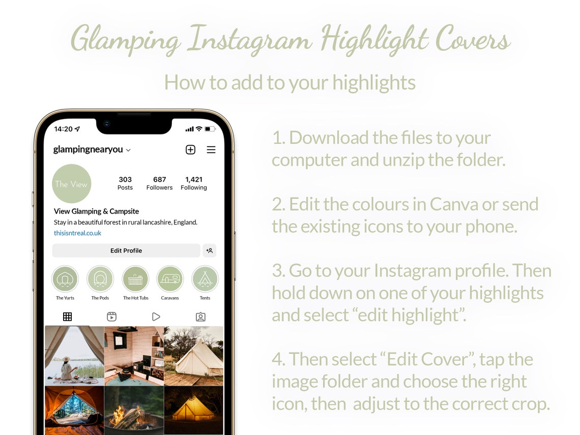 Glamping Instagram Story Highlight Covers | Customisable Boho Icons for ...
