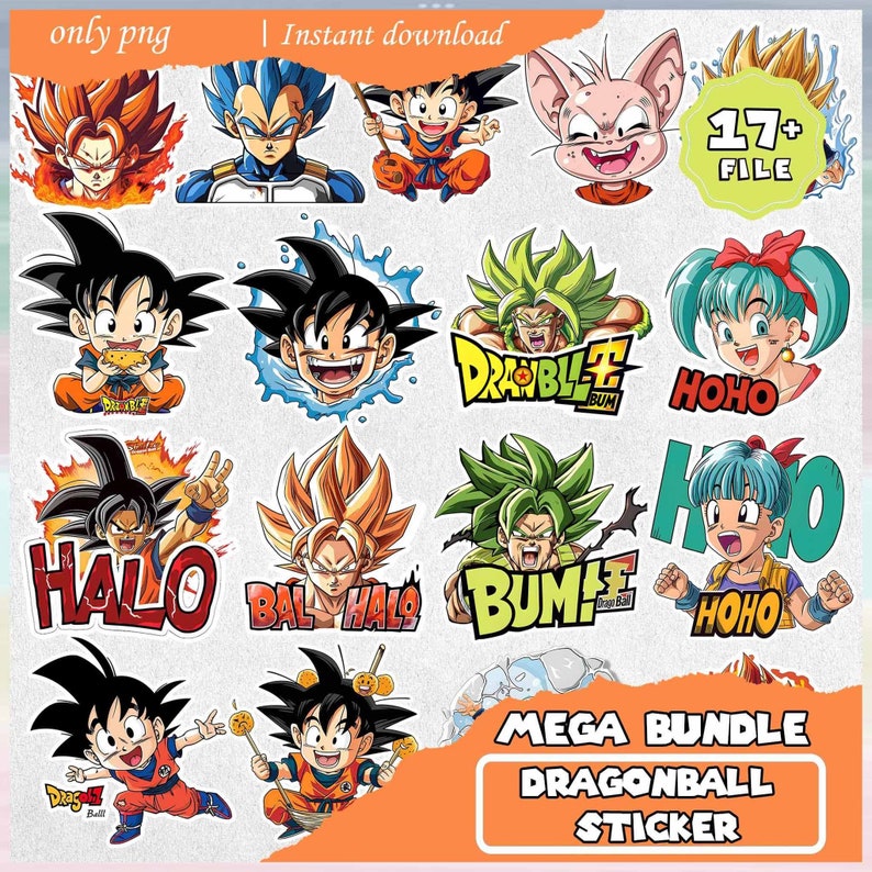Dragon Ball Stickers, Anime Characters PNG, Bundle Dragon Ball Fan Art ...