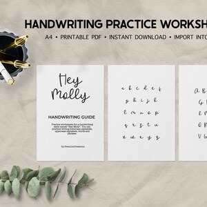 Hey Molly Hand Lettering Printable Handwriting Practice Worksheets - Etsy