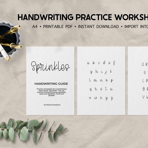 Monoline Lettering Worksheet - Etsy