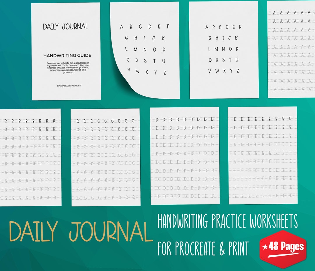 Daily Journal Printable Handwriting Practice Worksheets for Neat ...