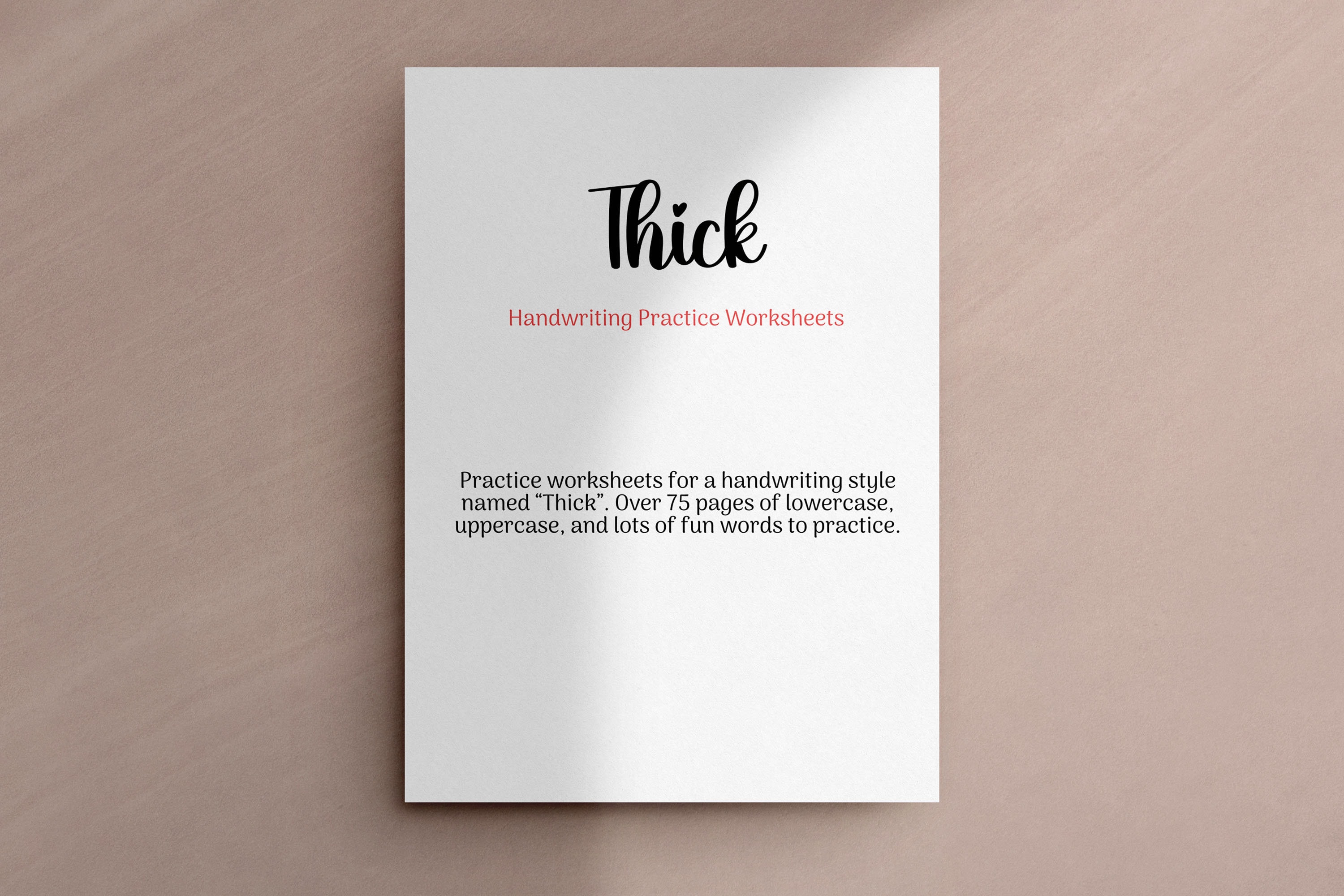Thick Hand Lettering Printable Handwriting Practice Worksheets - Etsy