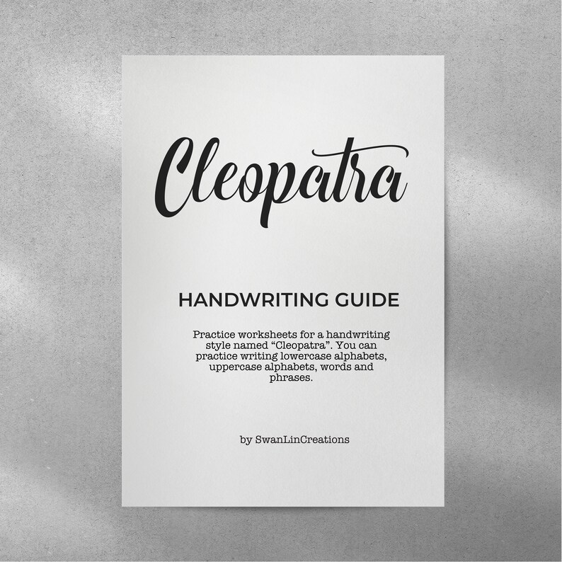 Cleopatra Beautiful Script Printable Handwriting Practice Worksheets ...