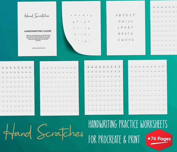 Hand Scratches Printable Handwriting Practice Worksheets for | Etsy