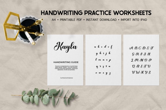 Kayla Handwriting Practice Worksheet Beautiful Script | Etsy