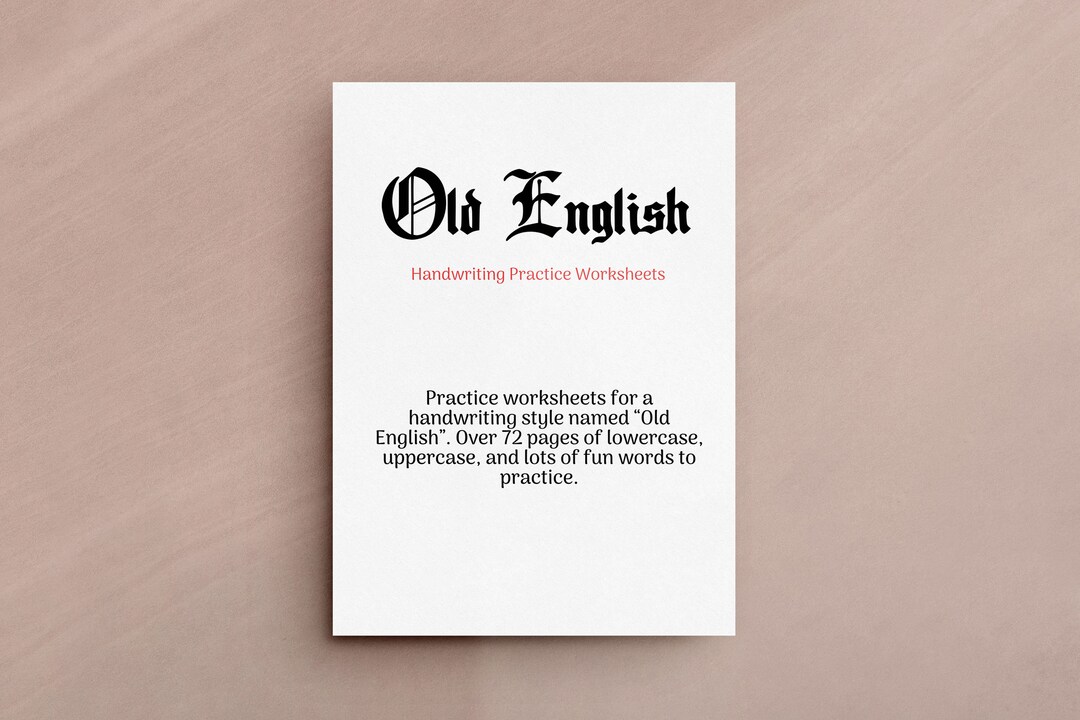 Old English Handwriting Practice Worksheets - Etsy