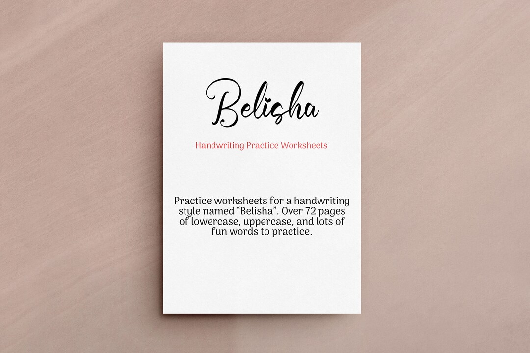 Bellisha Lettering Printable Handwriting Practice Worksheets - Etsy