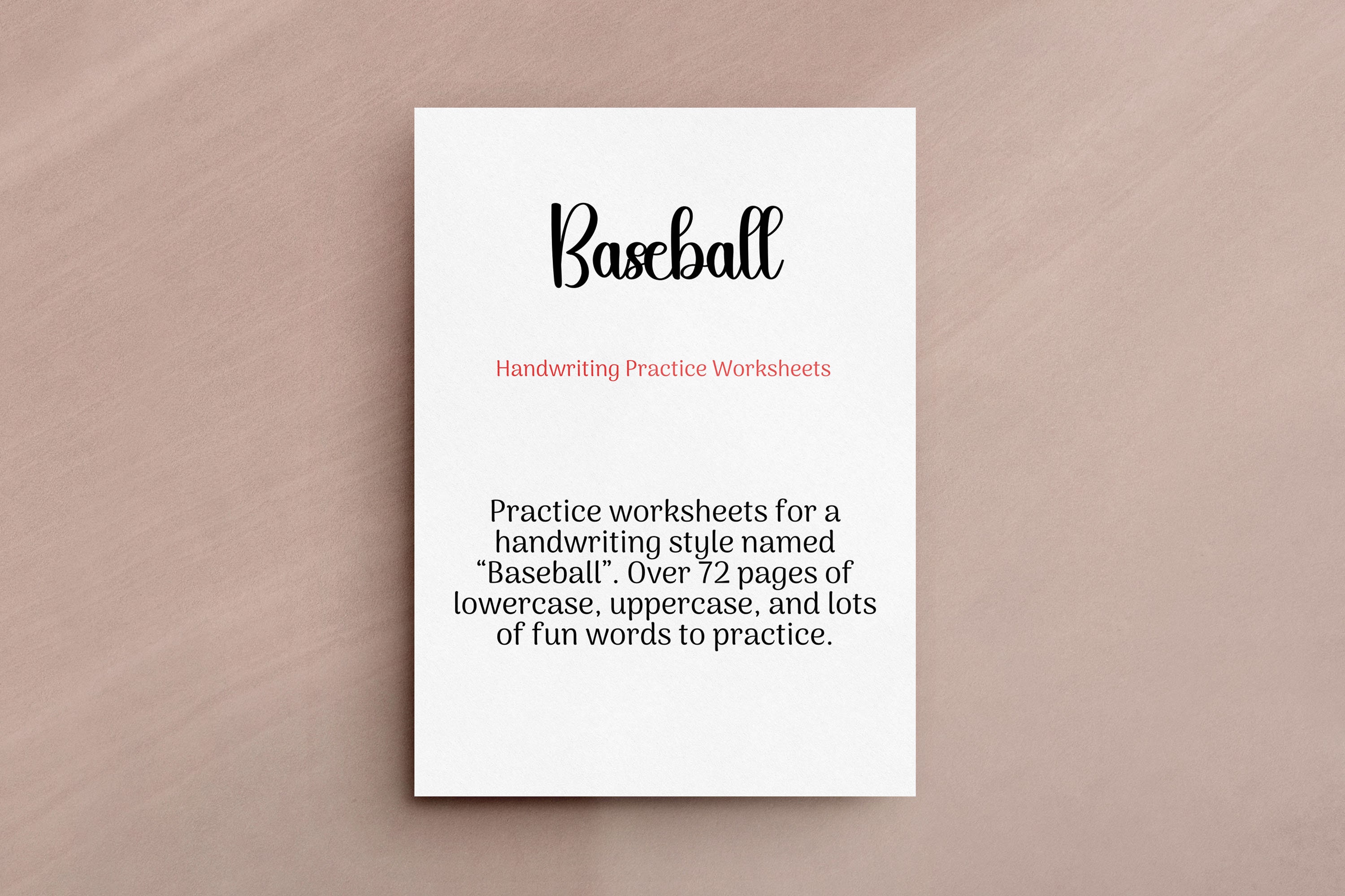 Baseball Handwriting Practice Worksheets - Etsy