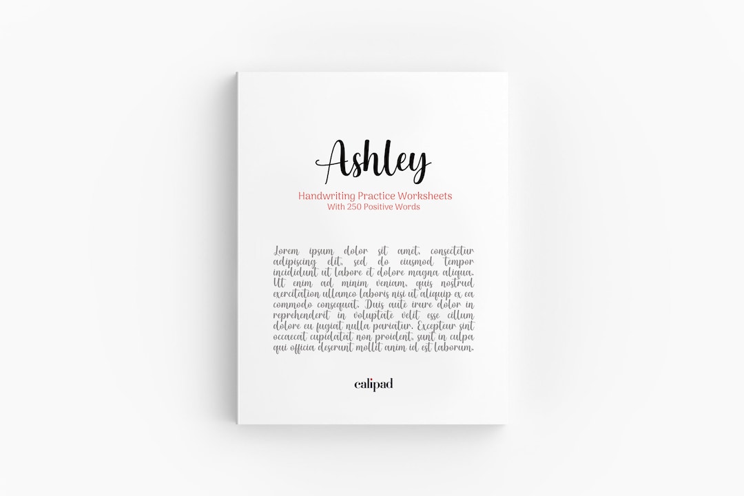 Ashley - Printable Handwriting Practice - Digital File - Printable ...