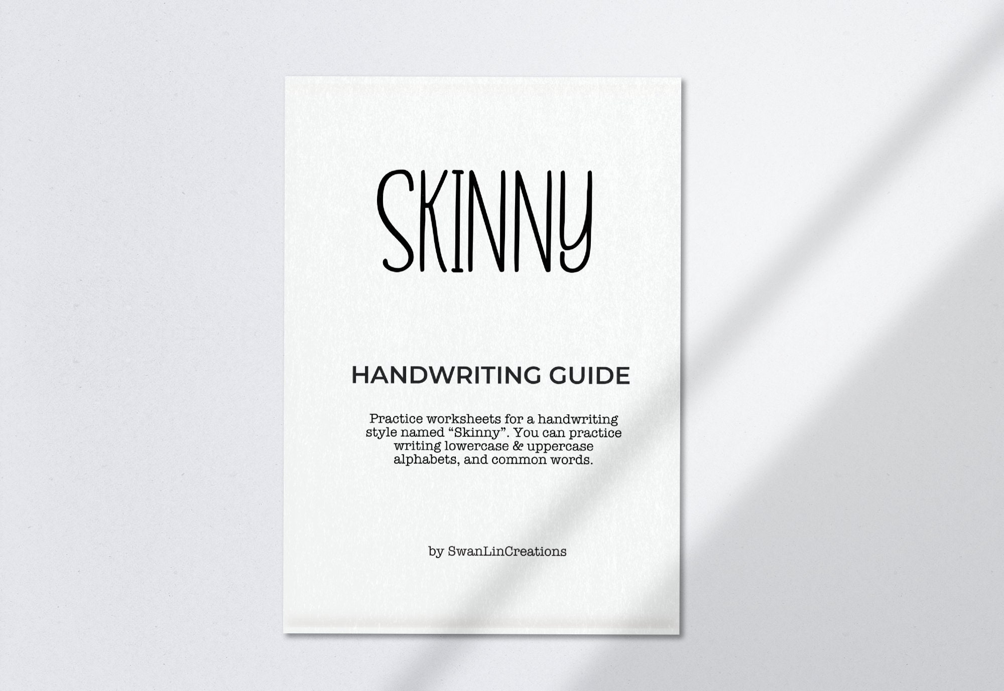 Tall Handwriting Worksheet - Skinny - Etsy