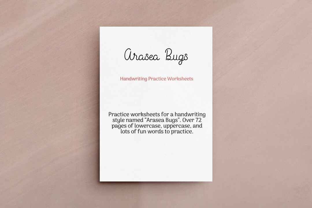 Arasea Bugs - Monoline Cursive - Printable Handwriting Practice ...