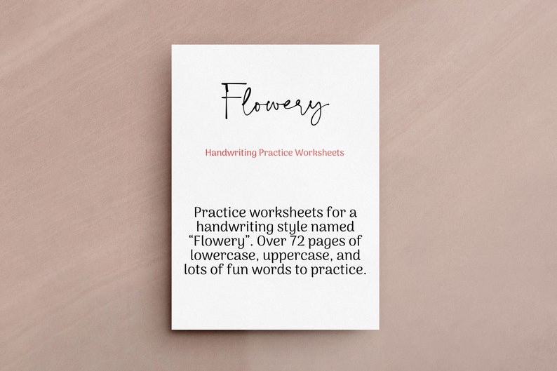 Flowery Handwriting Practice Worksheets - Etsy