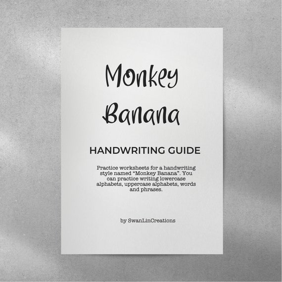 Monkey Banana Cute Printable Handwriting Practice Printable | Etsy