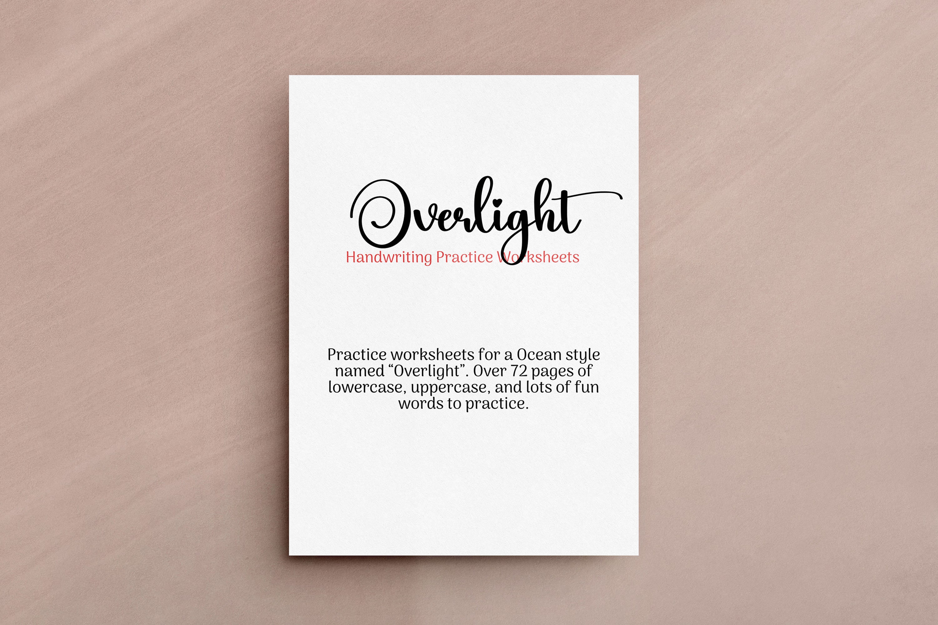 Overlight Hand Lettering Printable Brush Pen Handwriting Practice ...
