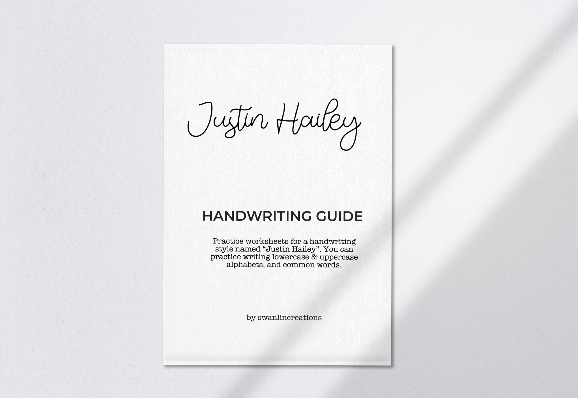 Justin Hailey Handwriting Worksheet - Printable and iPad Goodnotes and ...