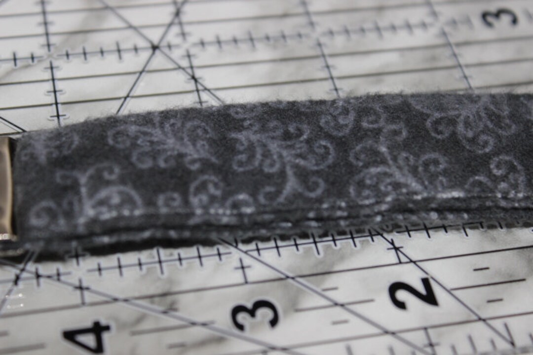 Black Filigree Flannel Keychain/lanyard - Etsy