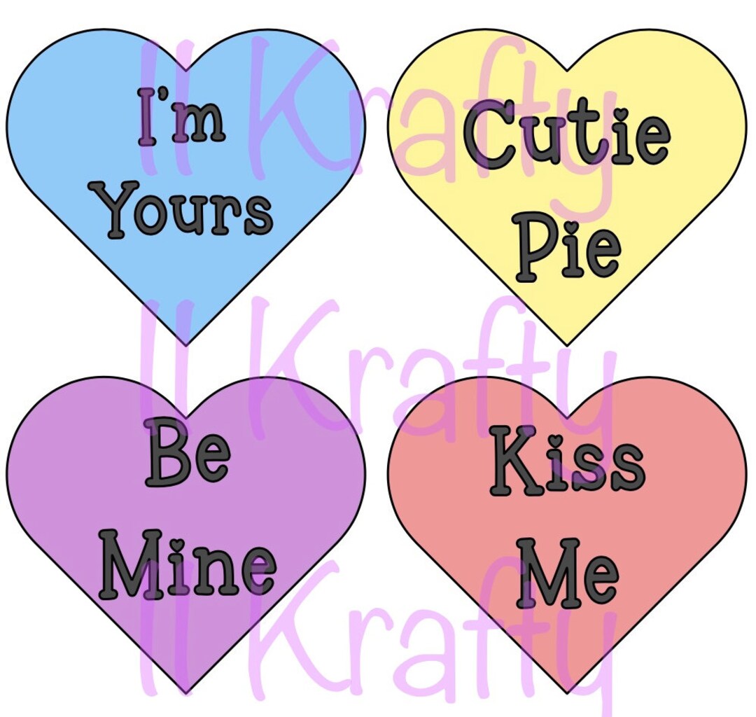 Candy Heart Valentines SVG & PDF - Etsy