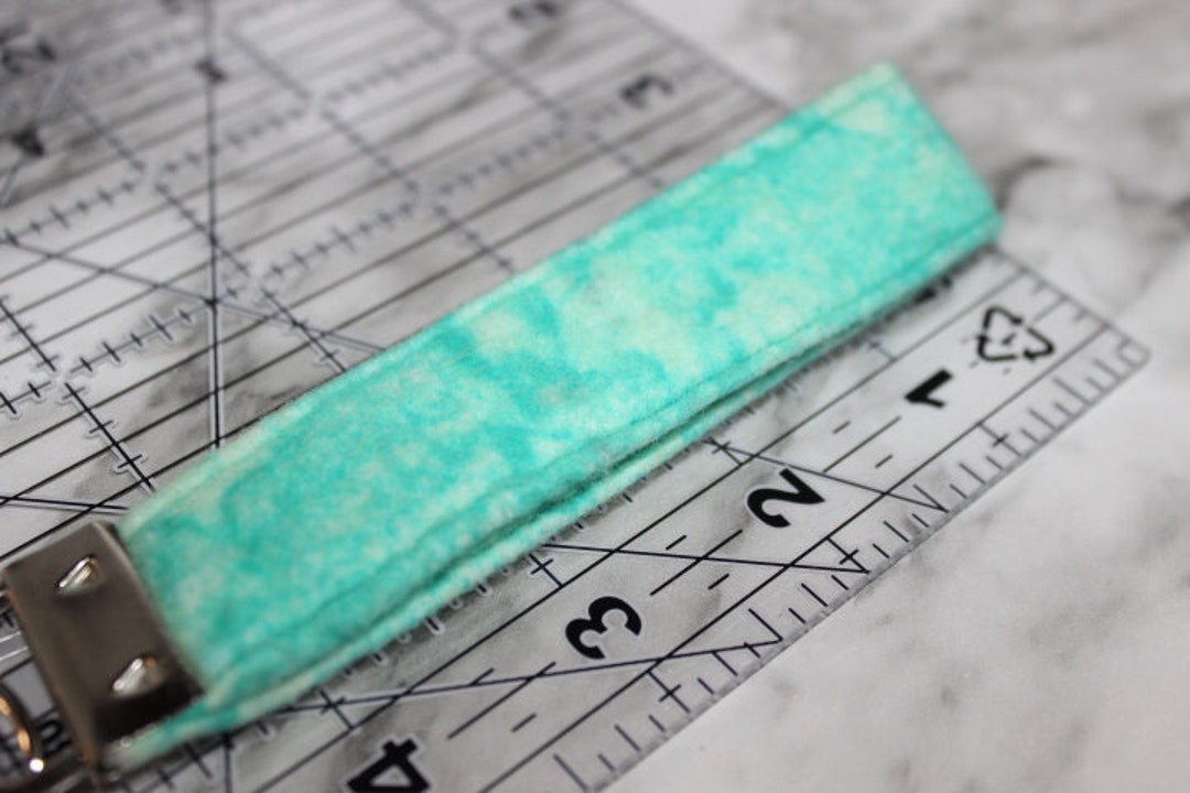 Teal and Yellow Flannel Keychain/lanyard - Etsy