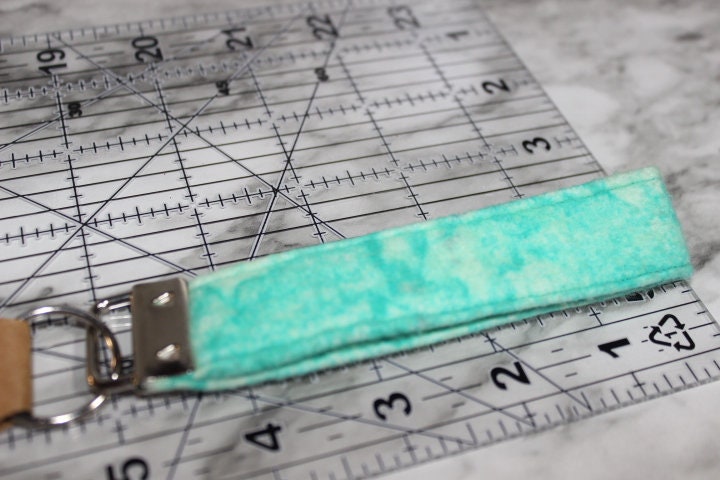 Teal and Yellow Flannel Keychain/lanyard - Etsy