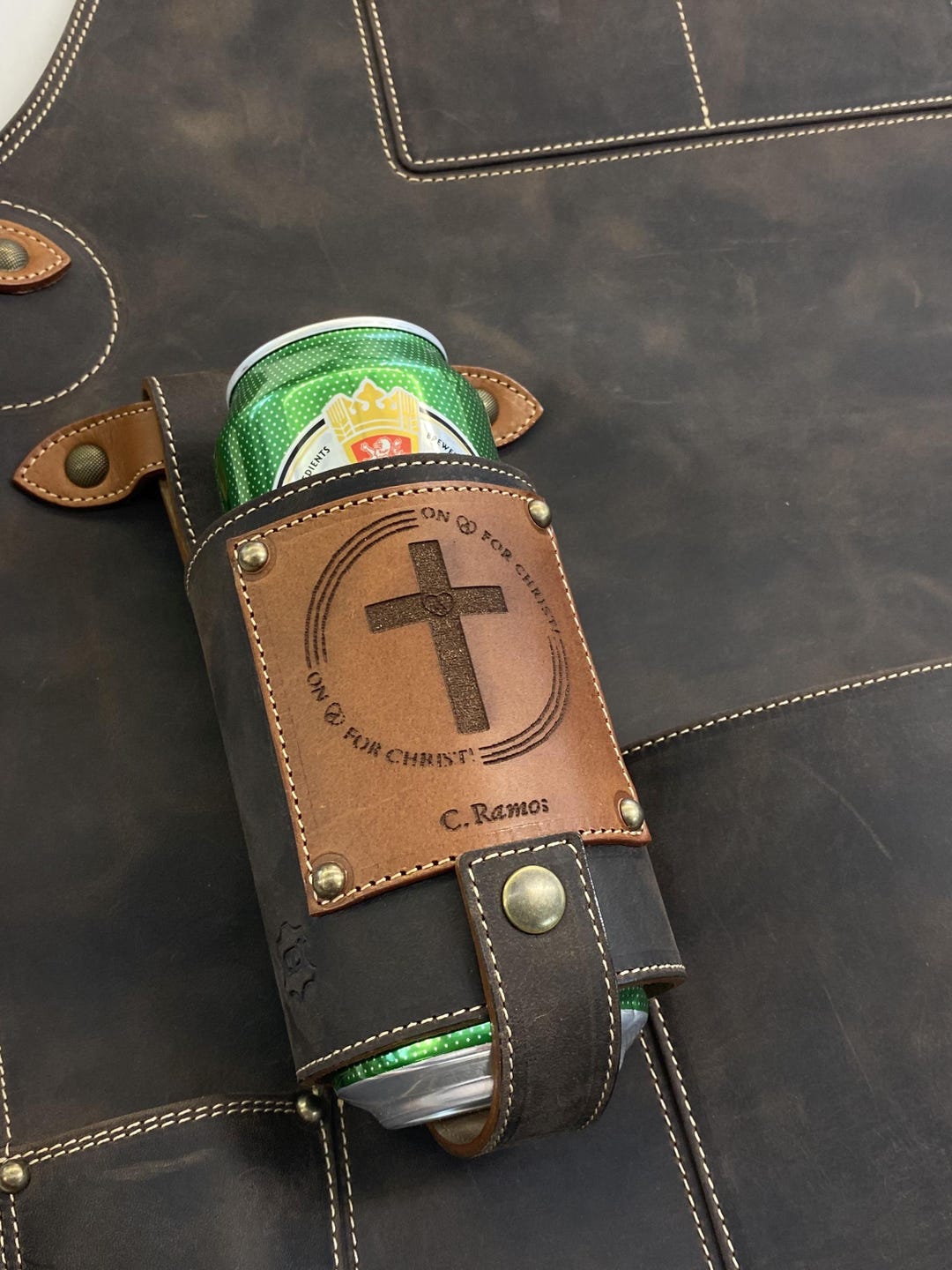 Personalised Beer Holder Belt, Custom Engraving Full Grain Leather Beer ...