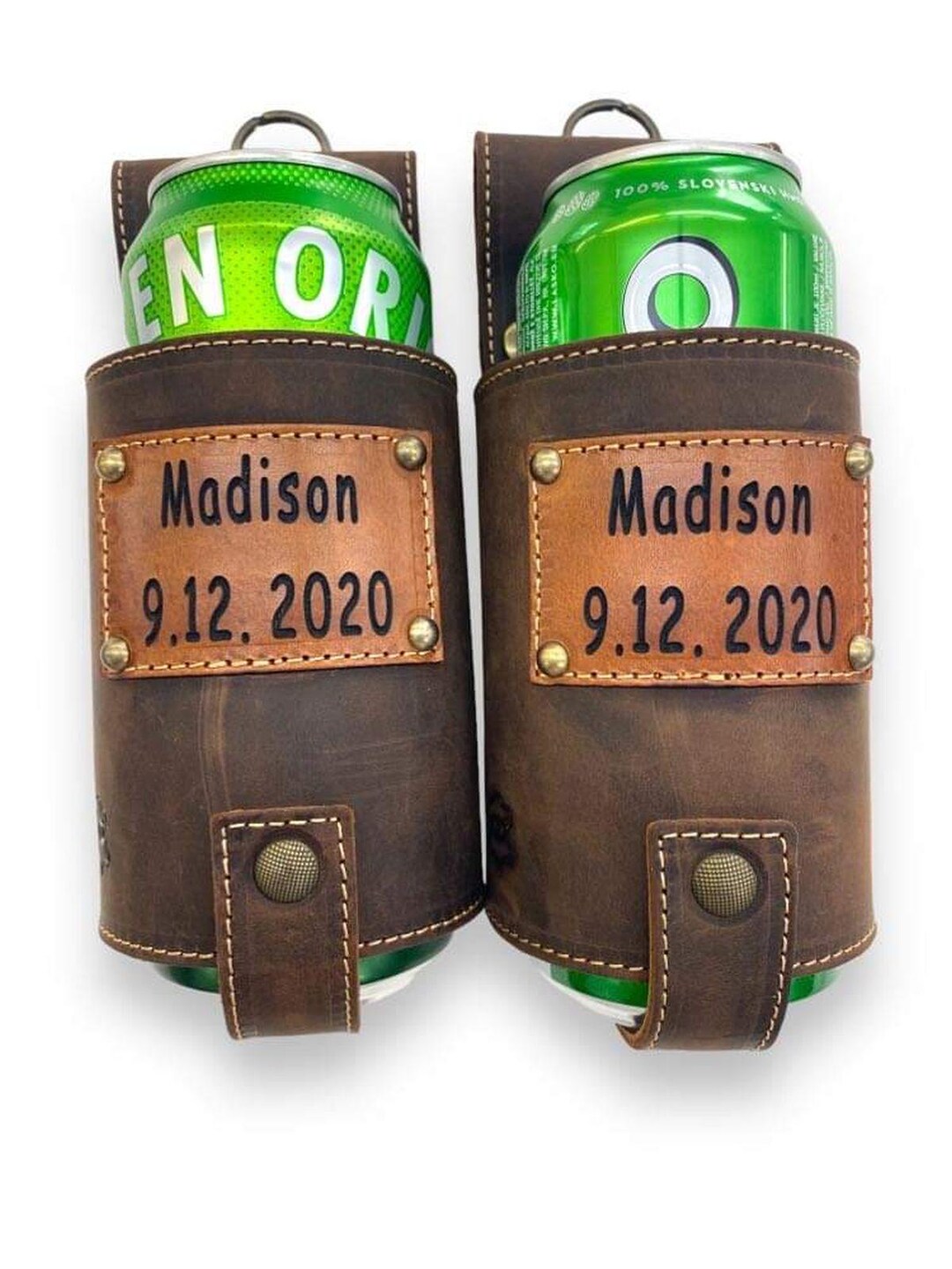 Personalised Beer Holder Belt, Custom Engraving Full Grain Leather Beer ...